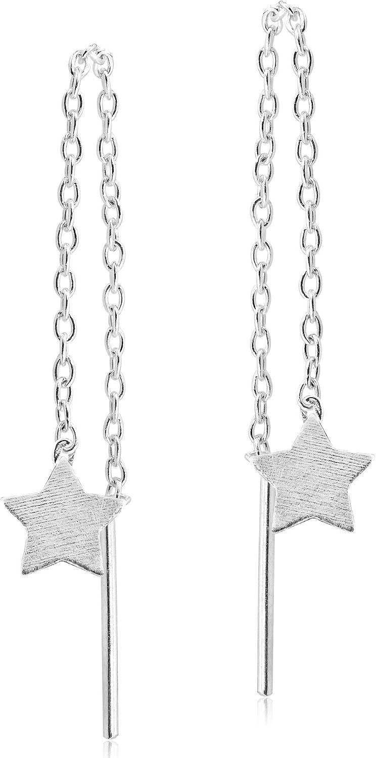 Amazon.com: AeraVida Trendy Star Dangle Thread Slide-Through .925 ...