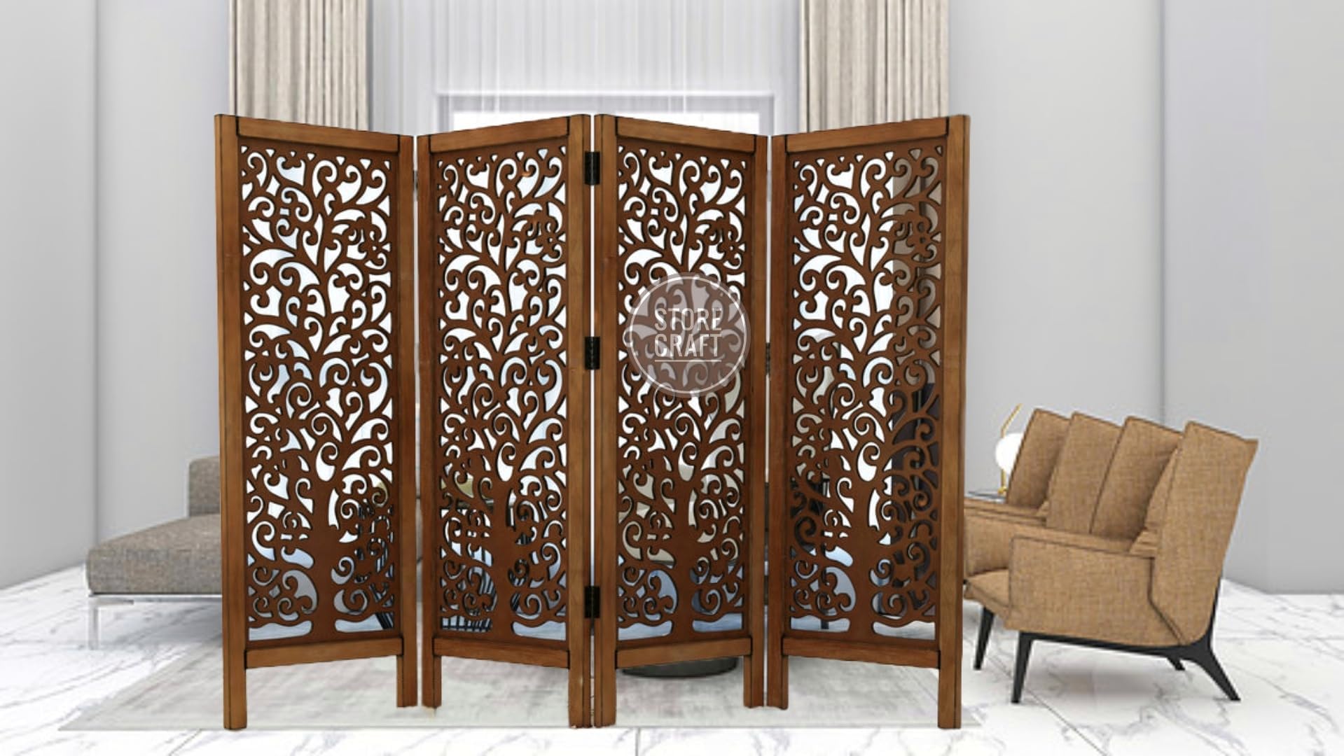 KK Brothers Mart Wooden Room Partition for Living Room | Wooden Screen ...