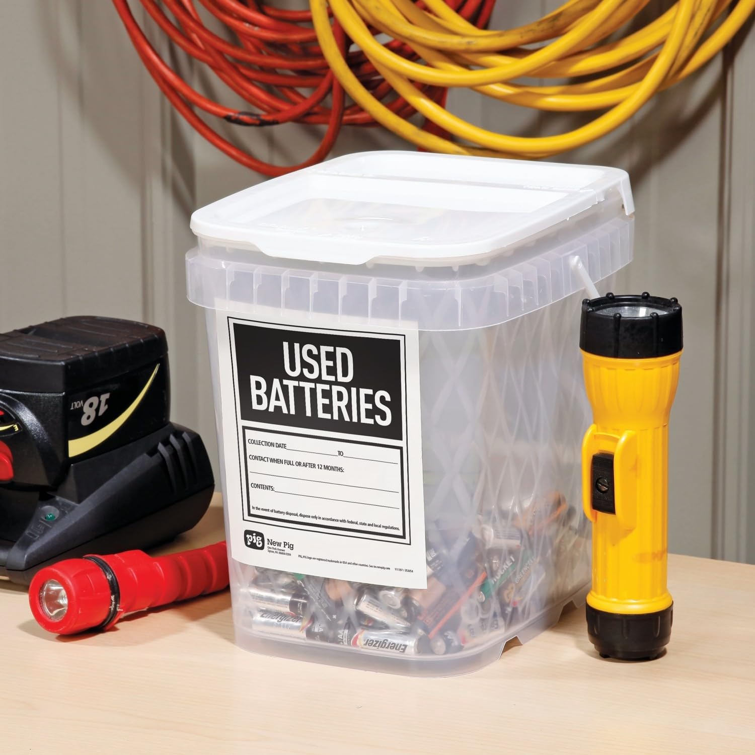 Snapklik.com : Battery Disposal Container Used Dry-Cell Battery Storage ...
