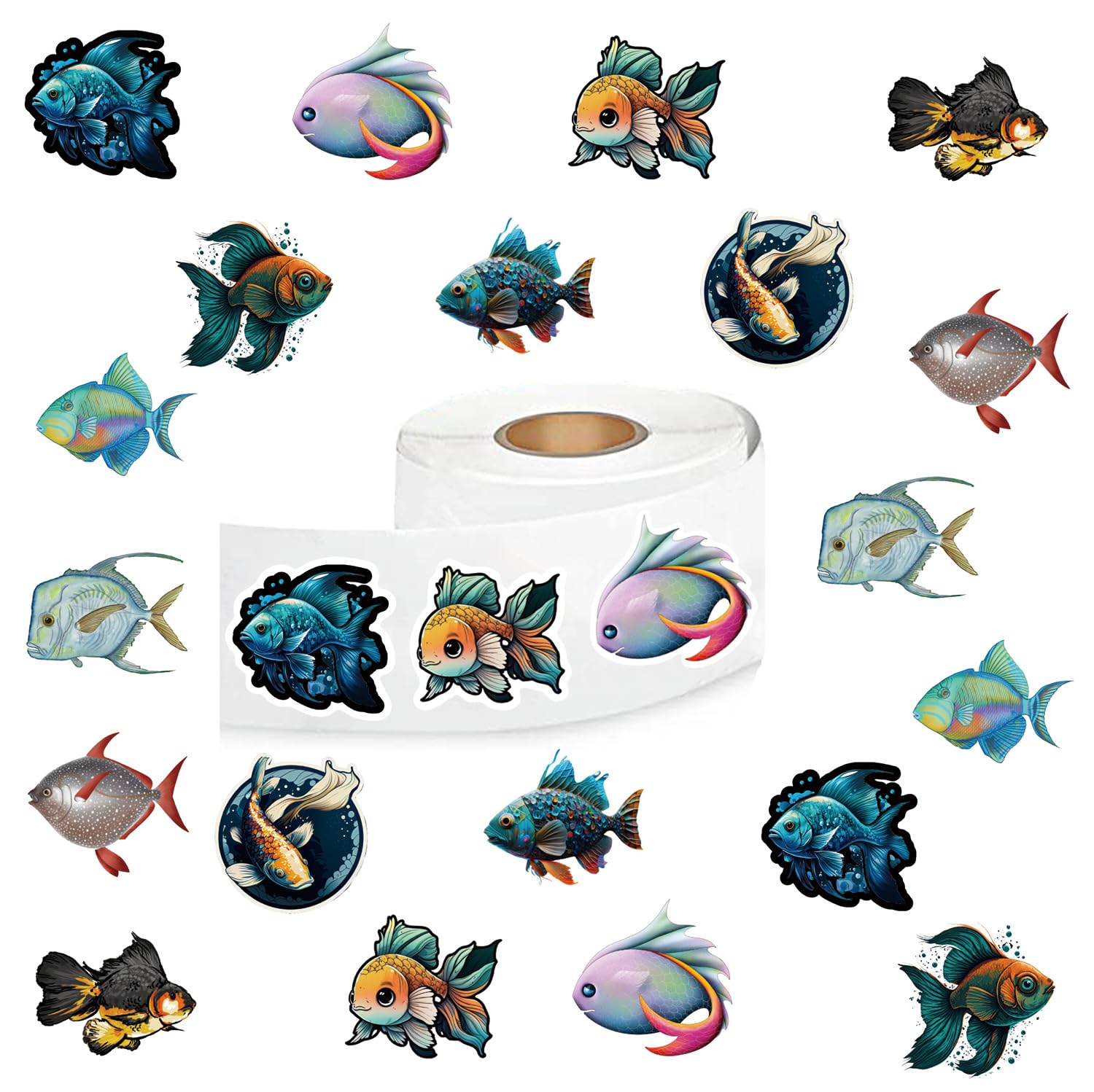 Amazon.com: 500 Pcs Fish Animals Aesthetic Cute Round Seal Label Self ...