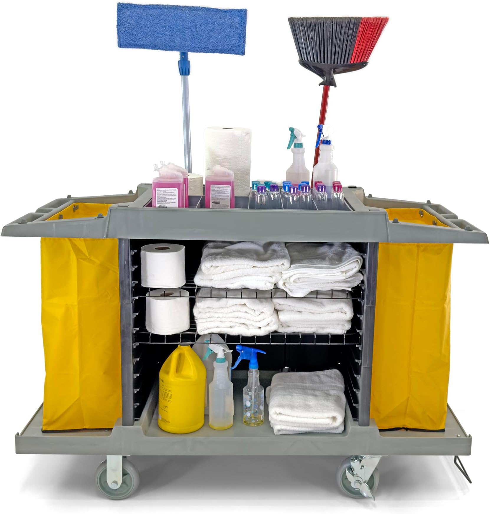 Amazon.com: LEADZM 266LBS Premium Hotel & Housekeeping Cart with Door ...