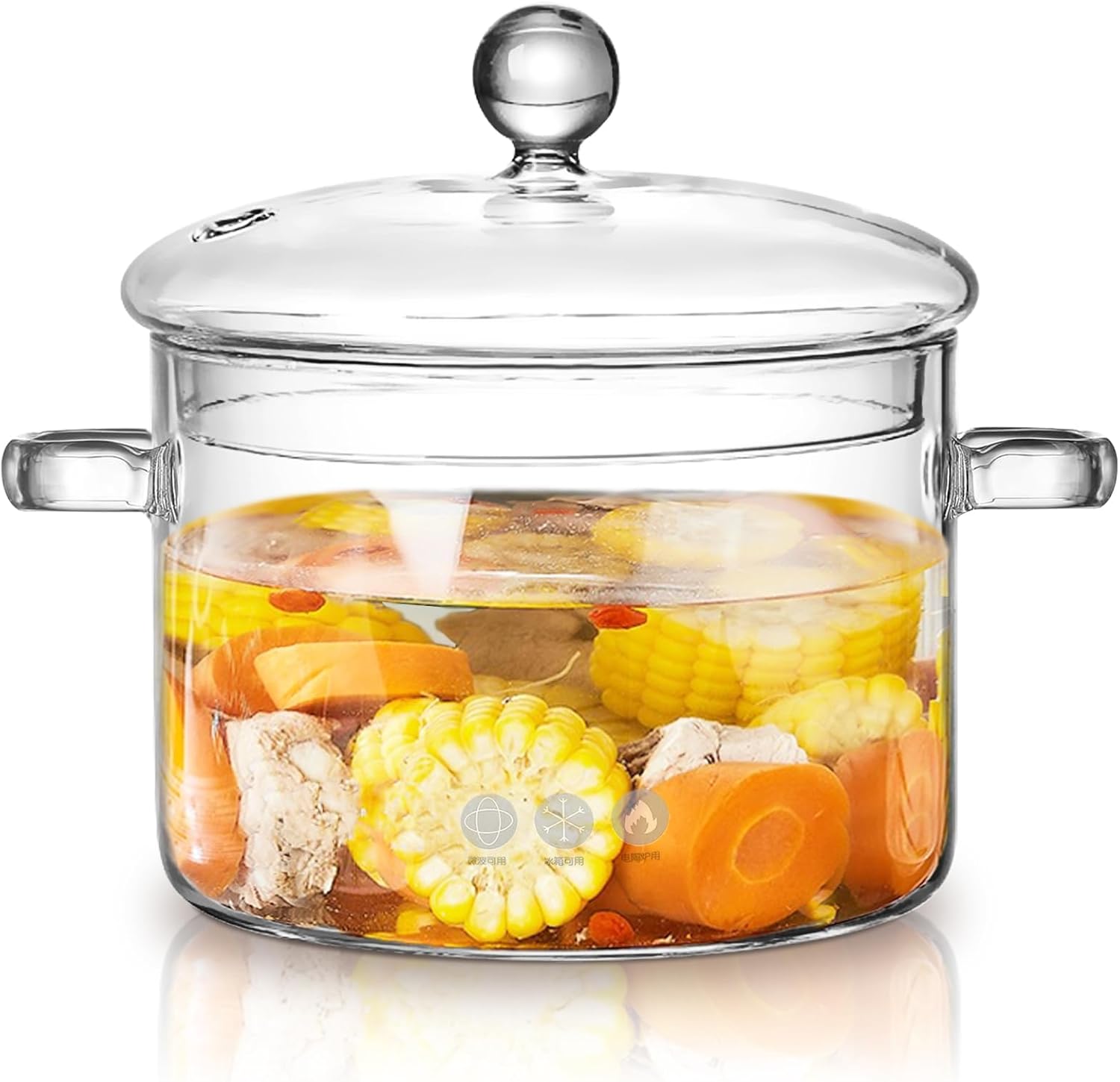 Amazon.com: ALMOXVYE Glass Cooking Pot with Lid, 1.5L/50 Oz Clear Glass ...
