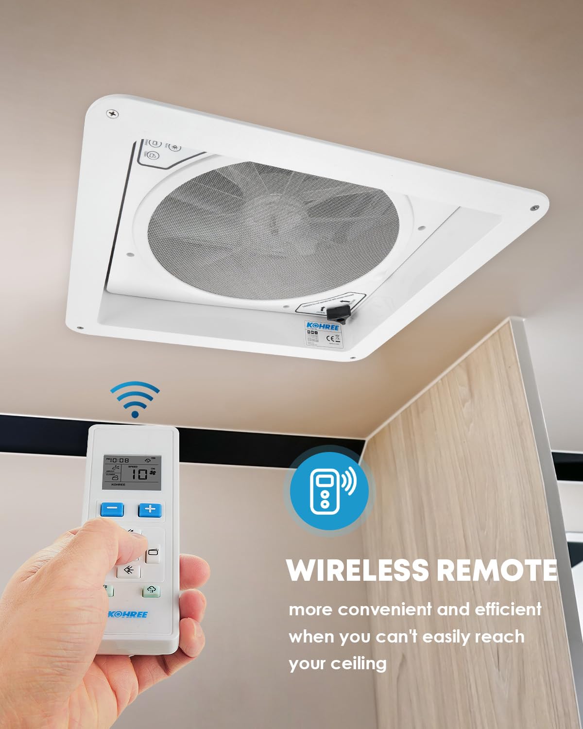 Snapklik.com : Kohree 14" RV Vent Fan 10 Speed Reversible: 12V Super ...
