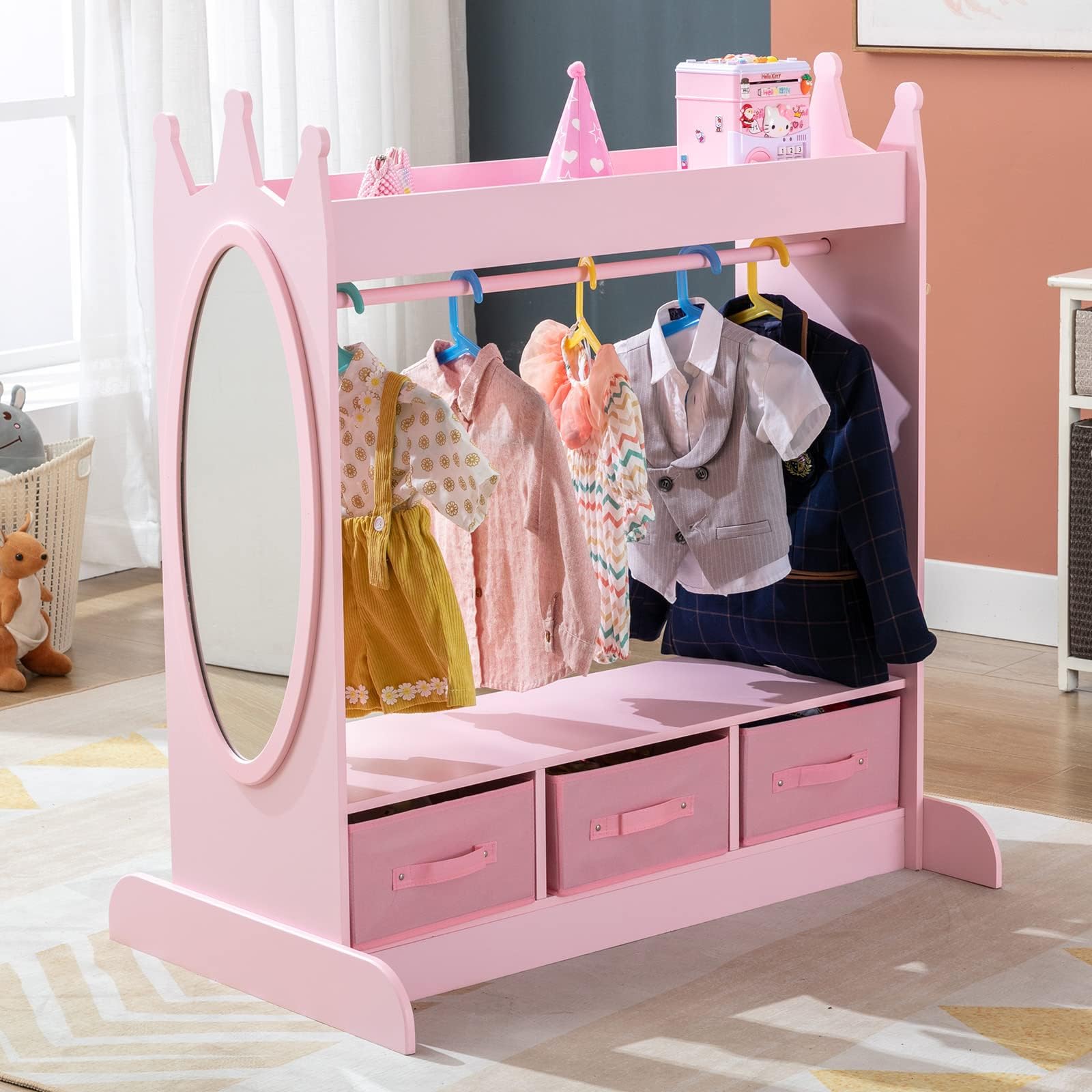 Amazon.com: Curipeer Kids Dress up Storage with Mirror, Kids Wardrobe ...