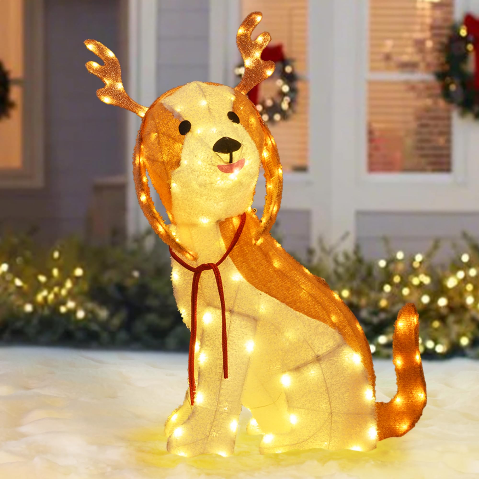 Amazon.com: Tangkula 3.7 FT Outdoor Christmas Lighted Dog, 3D Xmas ...
