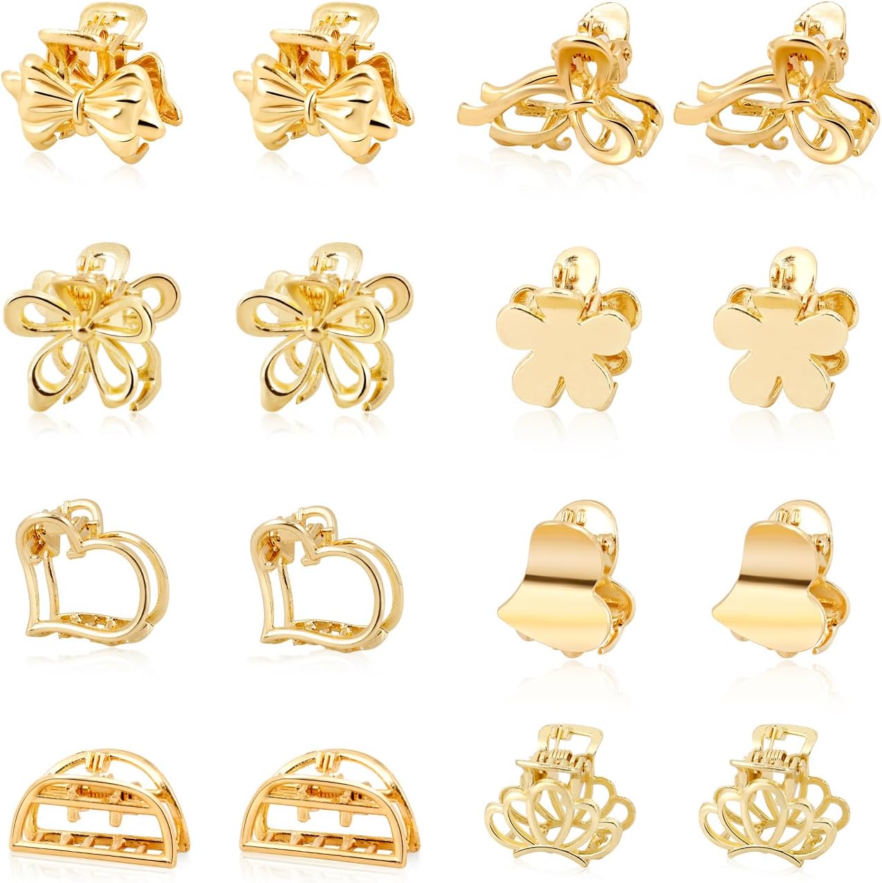 Amazon.com : CWJCYTNSN 16PCS Small Metal Hair Claw Clips, Gold Mini ...
