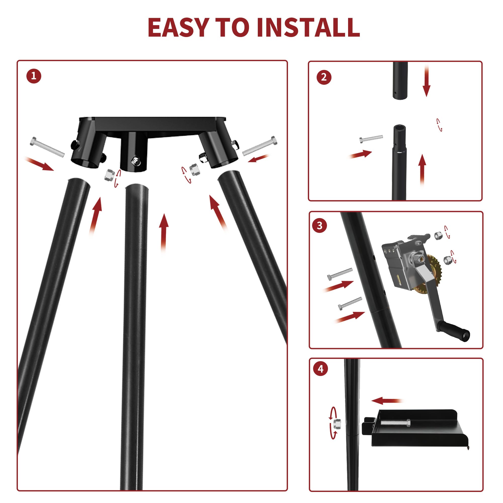 Snapklik.com : YITAMOTOR 600lbs Tripod Game Hoist Deer Hanger, 3 Point ...