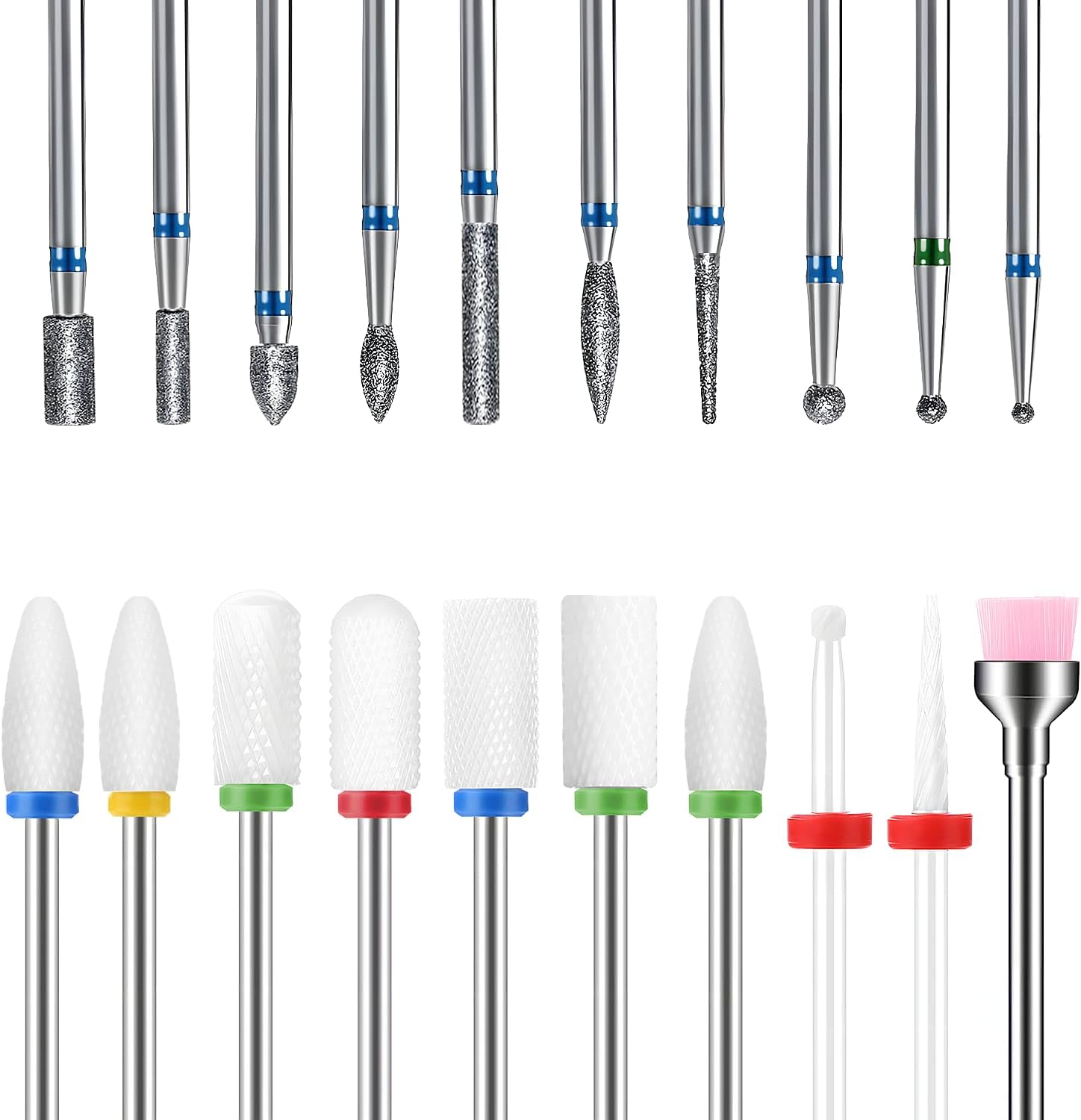 Amazon.com: Kafellongls 20pcs Nail Drill Bits Sets, 3/32-inch Diamond ...