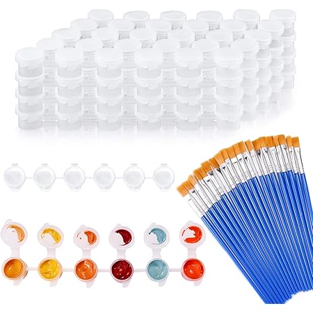 Amazon.com: Caffox 240 Pieces Empty Paint Pot, 40 Strips Acrylic Mini ...