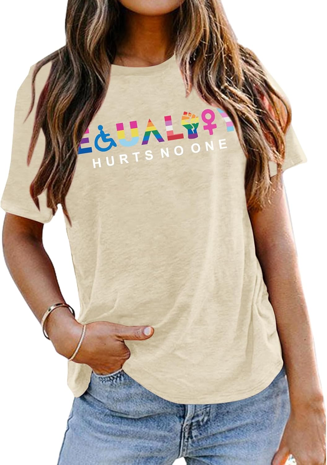 Amazon.com: KIEKIECOO Womens Pride Shirts LGBTQ Ally Equality Hurts No ...