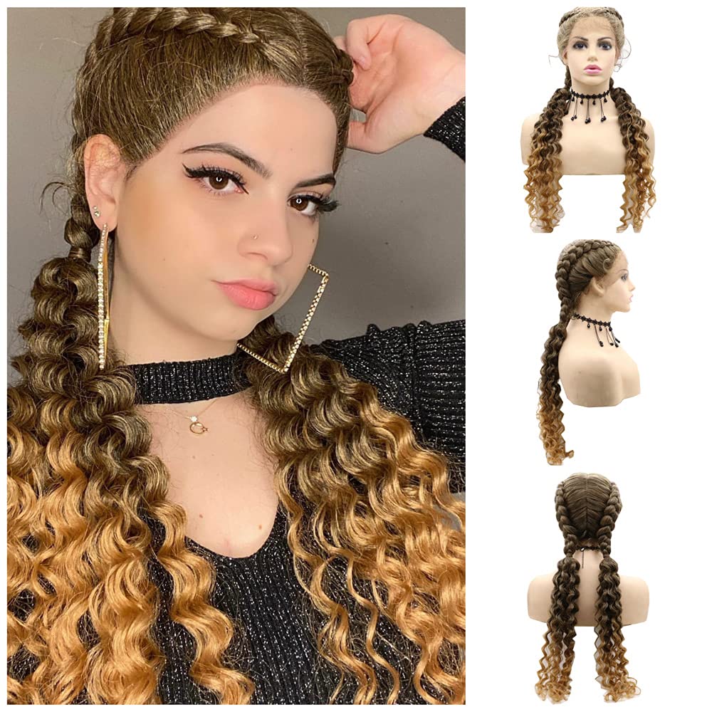Amazon.com : RainaHair Twintails Braided Lace Front Wig Double Dutch ...