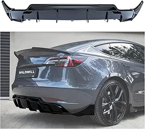 Amazon.com: WildWell Rear Bumper Diffuser for 2017-2023 Tesla Model 3 ...
