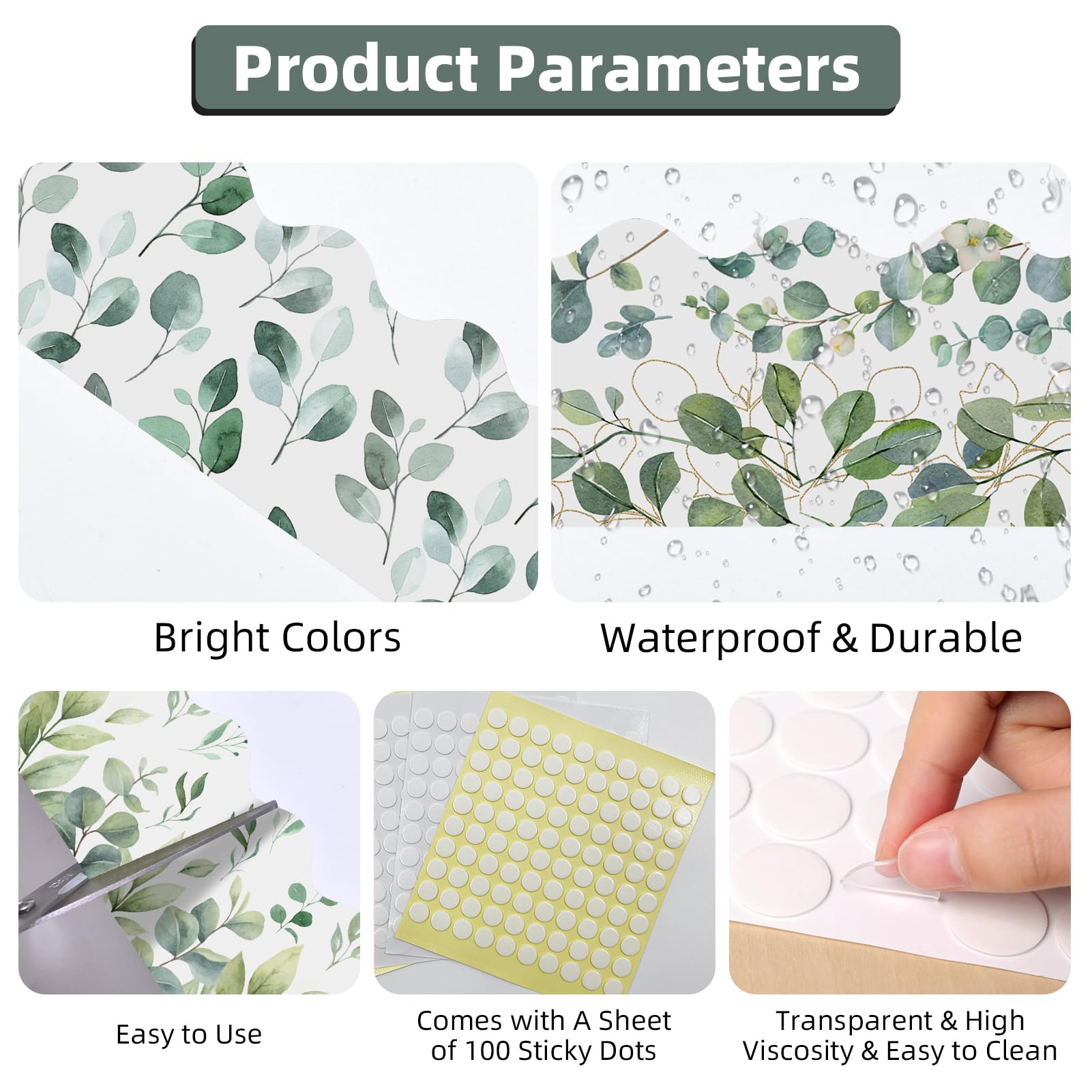 Snapklik.com : Eucalyptus Bulletin Board Borders Set - 6 Rolls 196.8 Ft ...