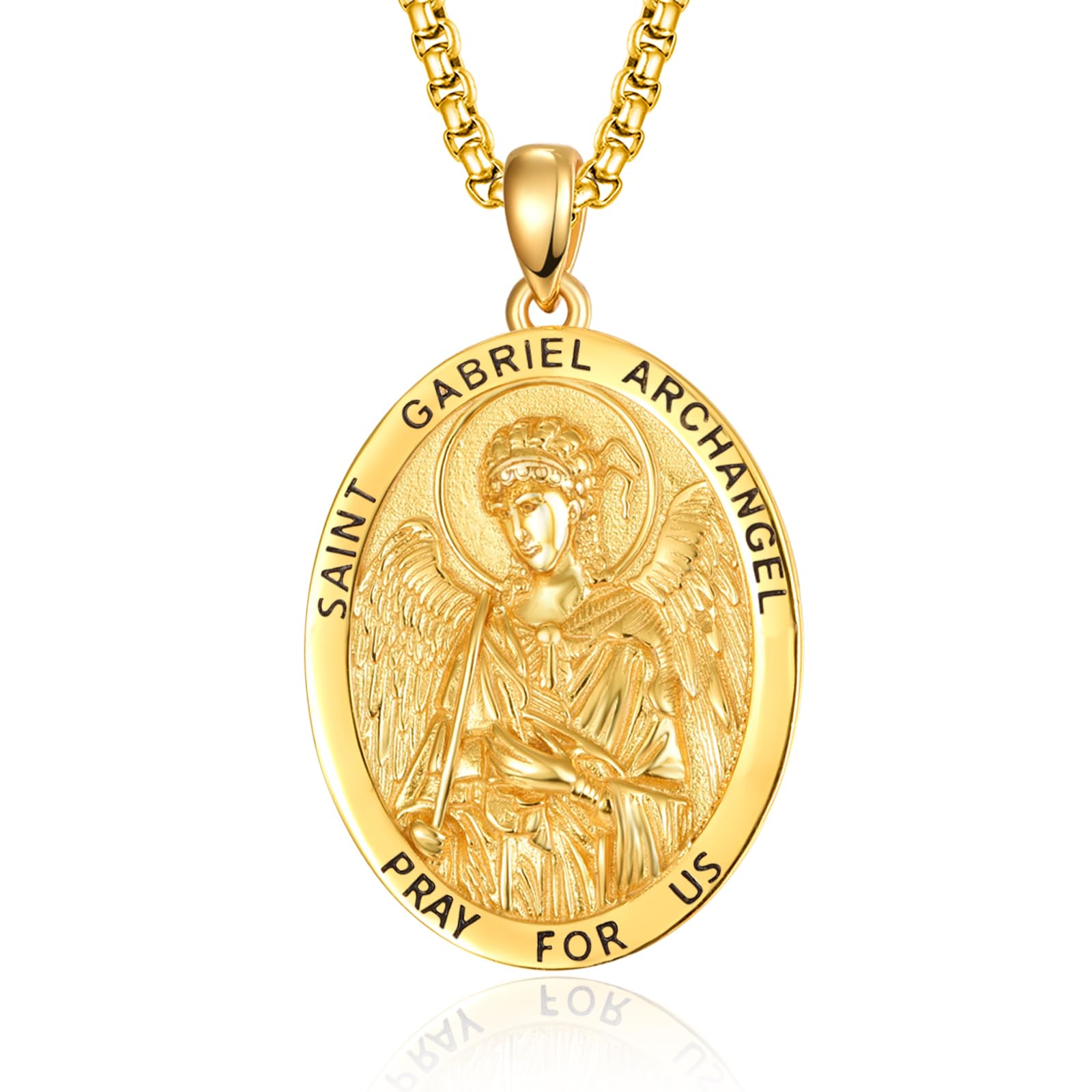 Snapklik.com : Gold St Gabriel Archangel Medal Sterling Silver St ...