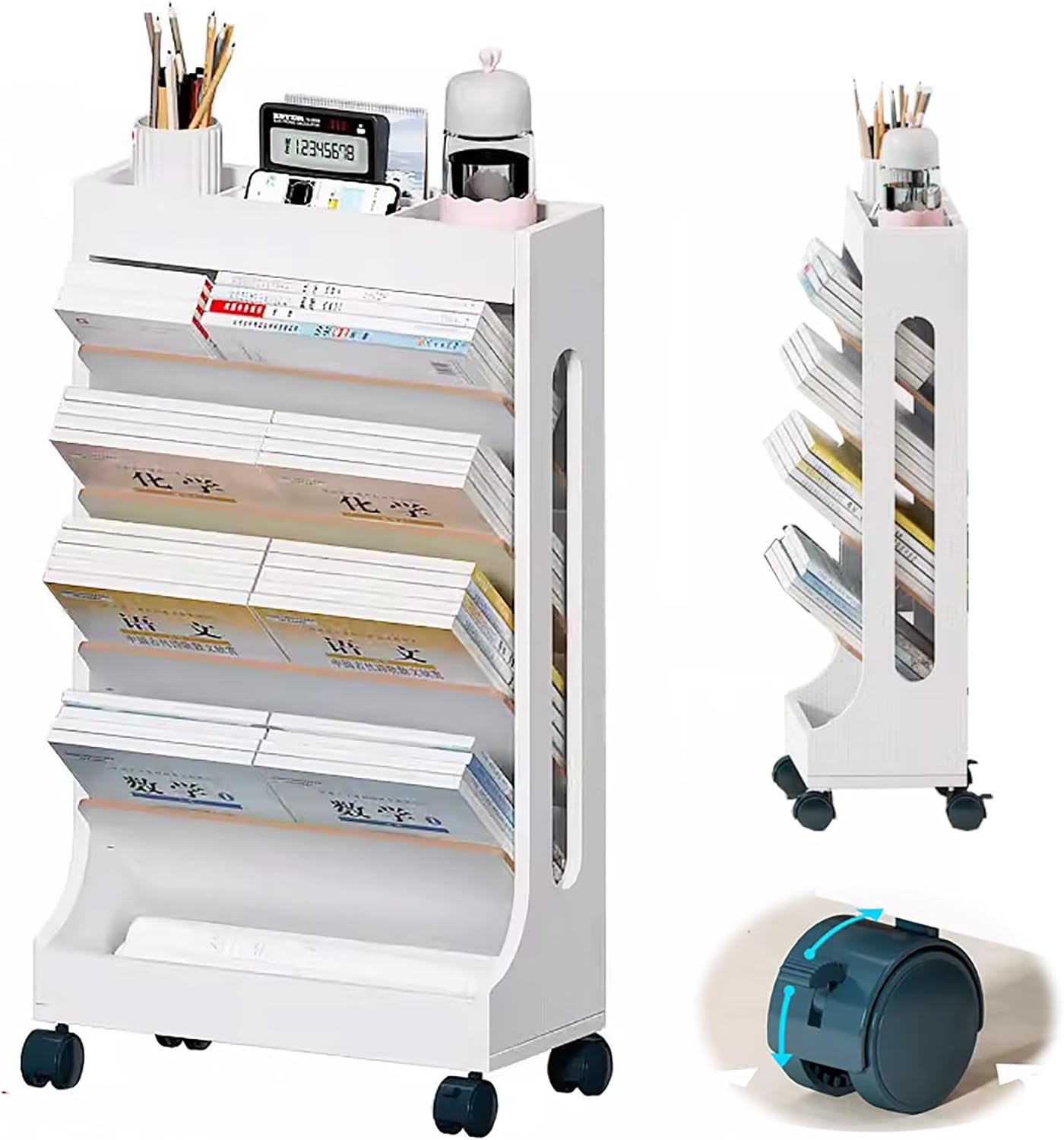 Amazon.com: GaRcan Wood Utility Cart on Wheels Mobile Bookshelf with ...