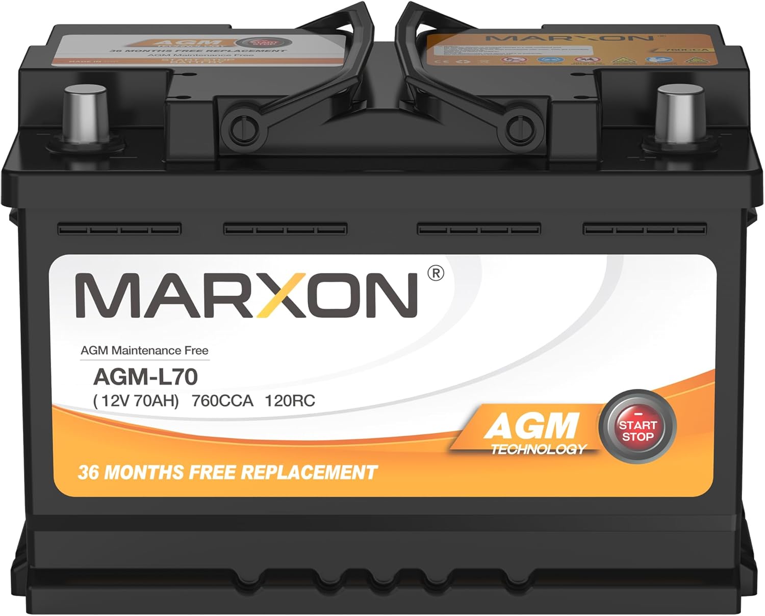 Amazon.com: MARXON Group 48 H6 L3 Start and Stop Car Battery 12v 70AH 760CCA AGM BCI48 ...