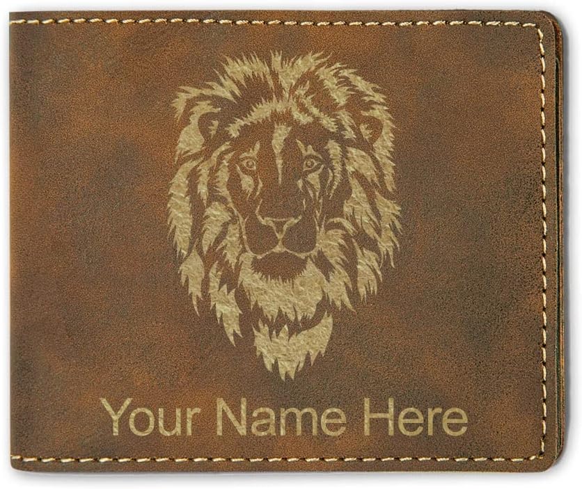 Amazon.com: LaserGram Bi-Fold Wallet, Lion Head, Personalized Engraving ...