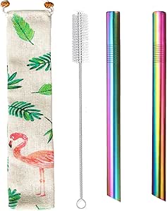 Stainless Steel Bubble Tea Straws, 12mm Reusable Metal Boba Straws ...