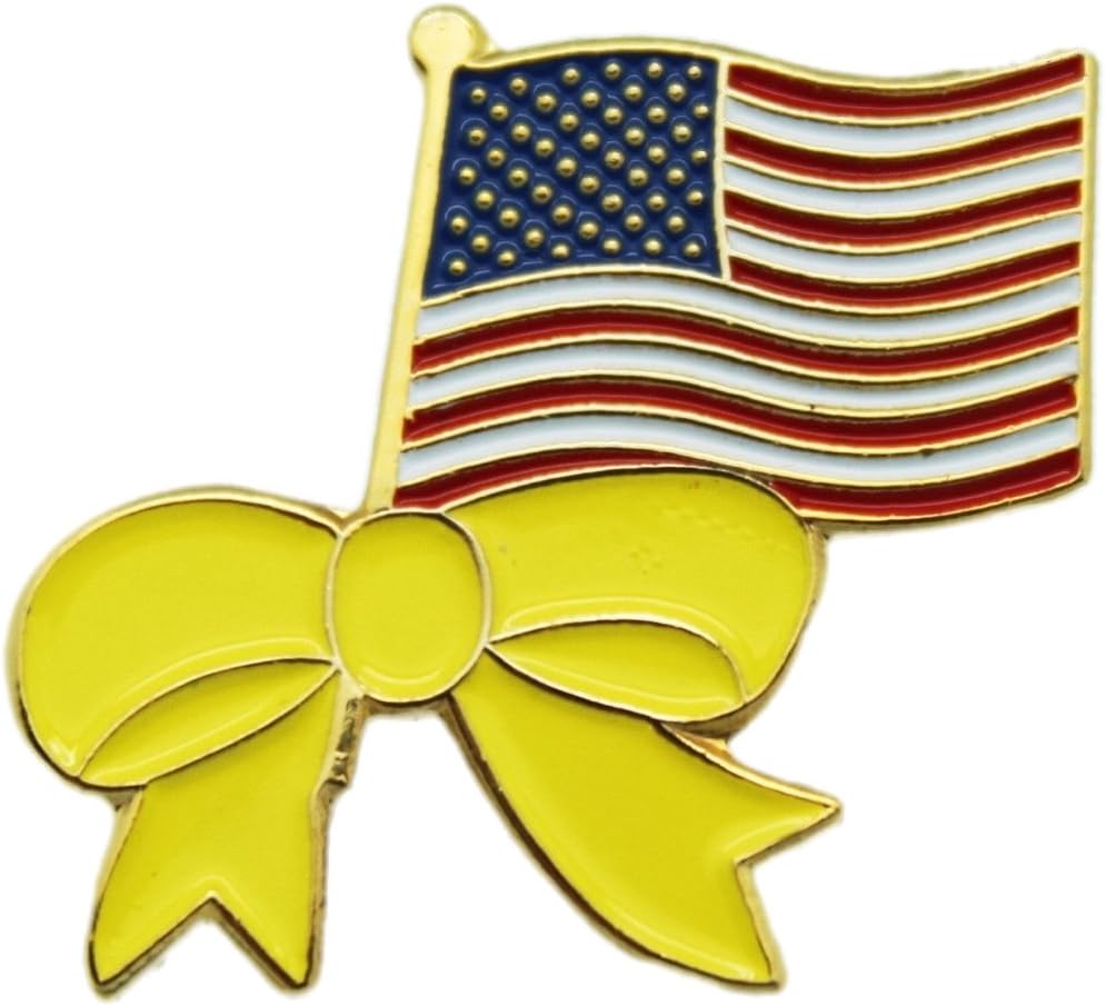 Amazon.com: American Flag Yellow Ribbon Patriotic Lapel Pin AF2 ...