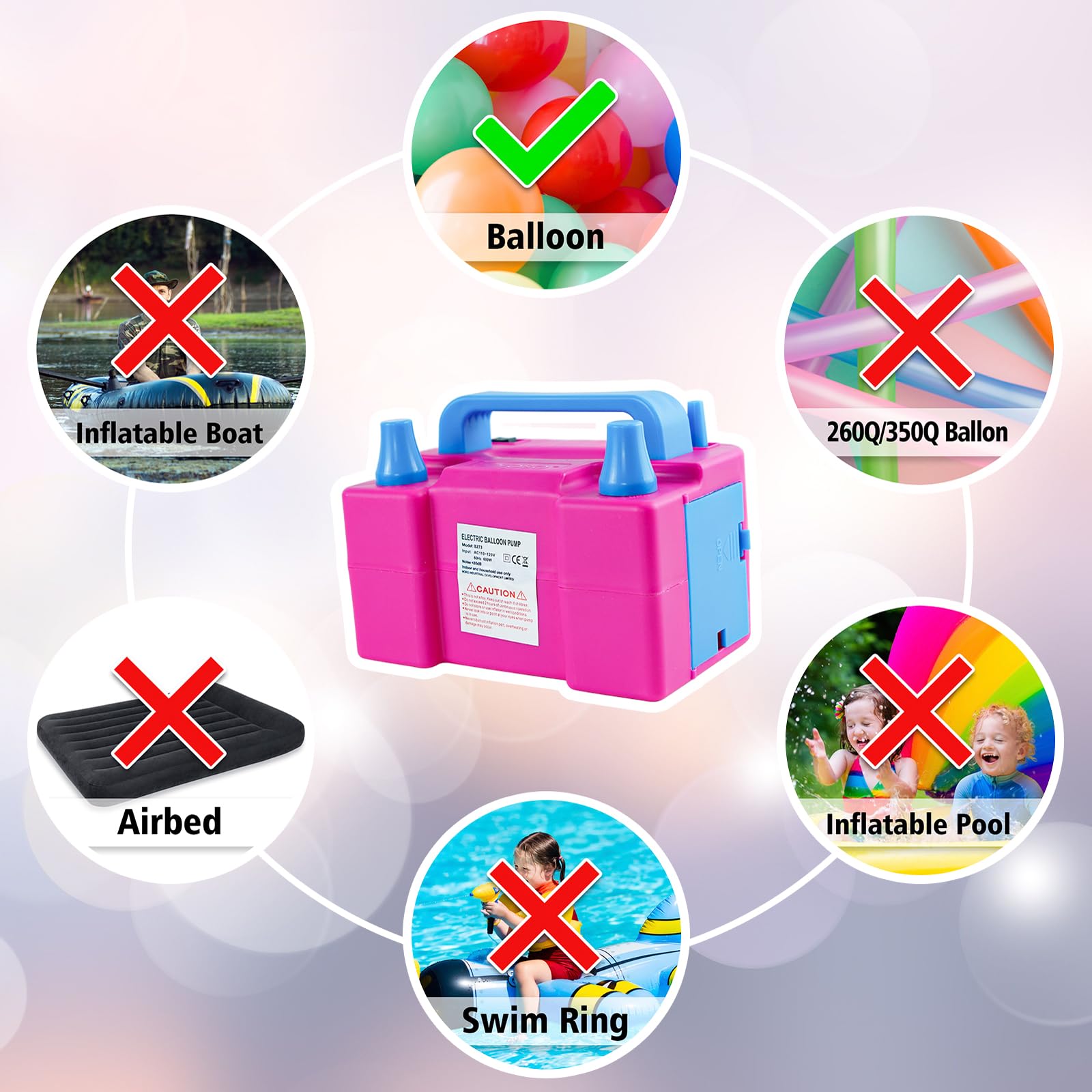 Snapklik.com : Electric Air Balloon Pump, Portable Dual Nozzle Electric ...