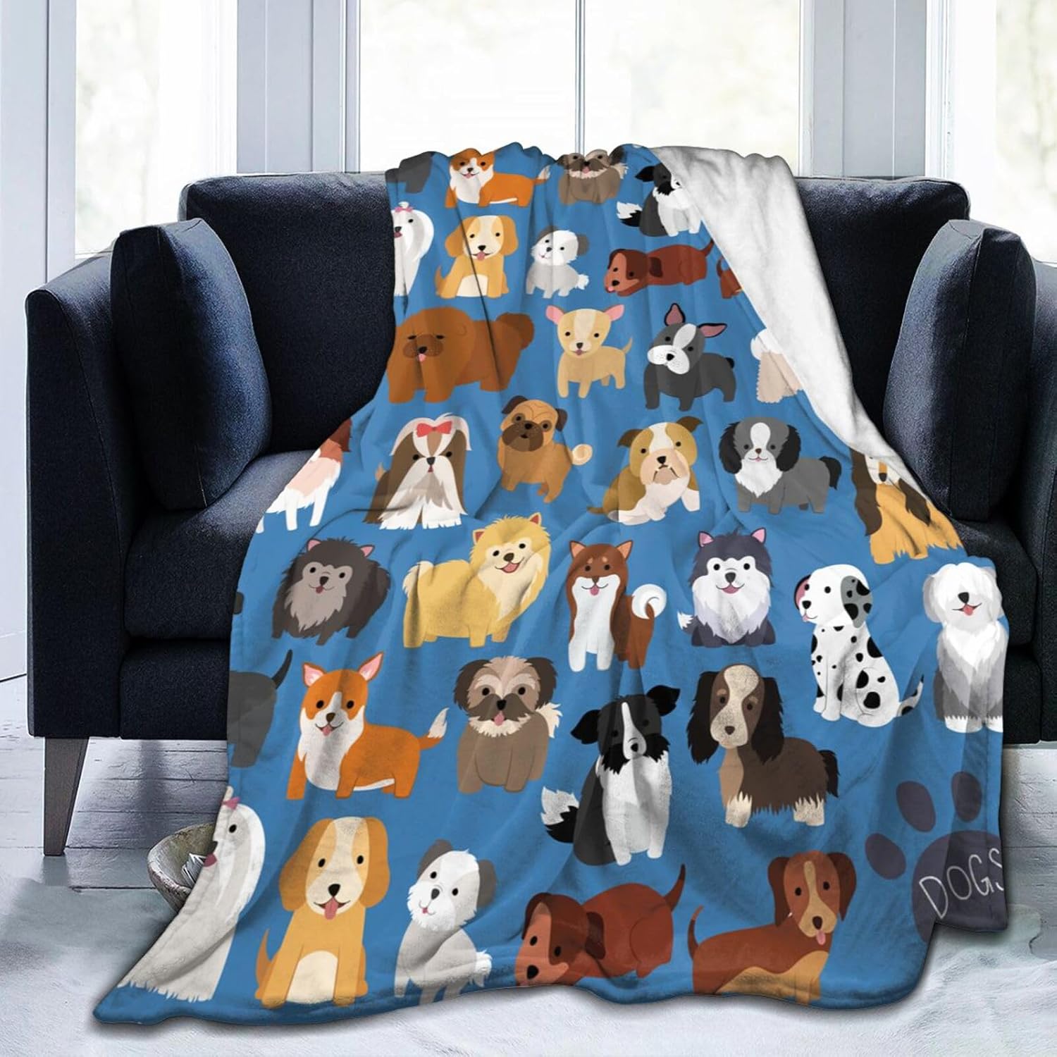 Amazon.com: Cute Dog Puppy Blanket, Soft Blankets Flannel Bed Throw ...