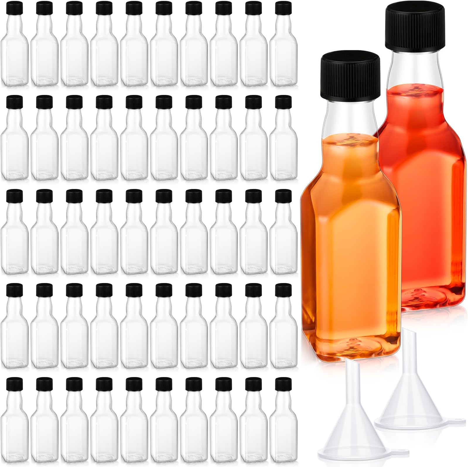 Amazon.com: 50 Pack Mini Liquor Bottles With Black Cap, 1oz/30ml ...