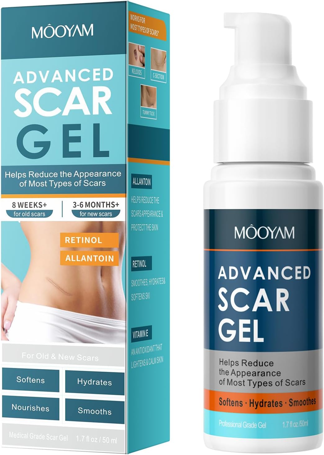 Amazon.com : Scar Gel Advanced Scar Treatment, Silicone Scar Gel Scar ...