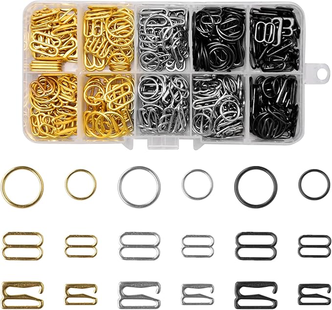 Amazon.com: BROVITI 360Pcs Metal 3 Styles Bra Strap Hooks for Sewing ...