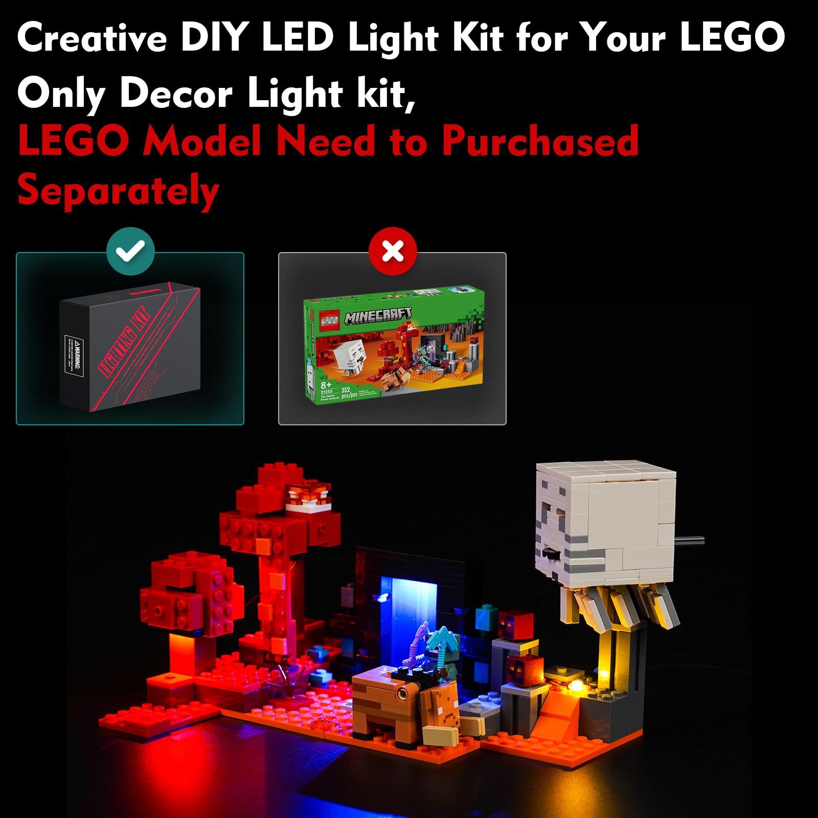 Light Kit for Lego Nether Portal Ambush, Lighting Set for Lego 21255 ...