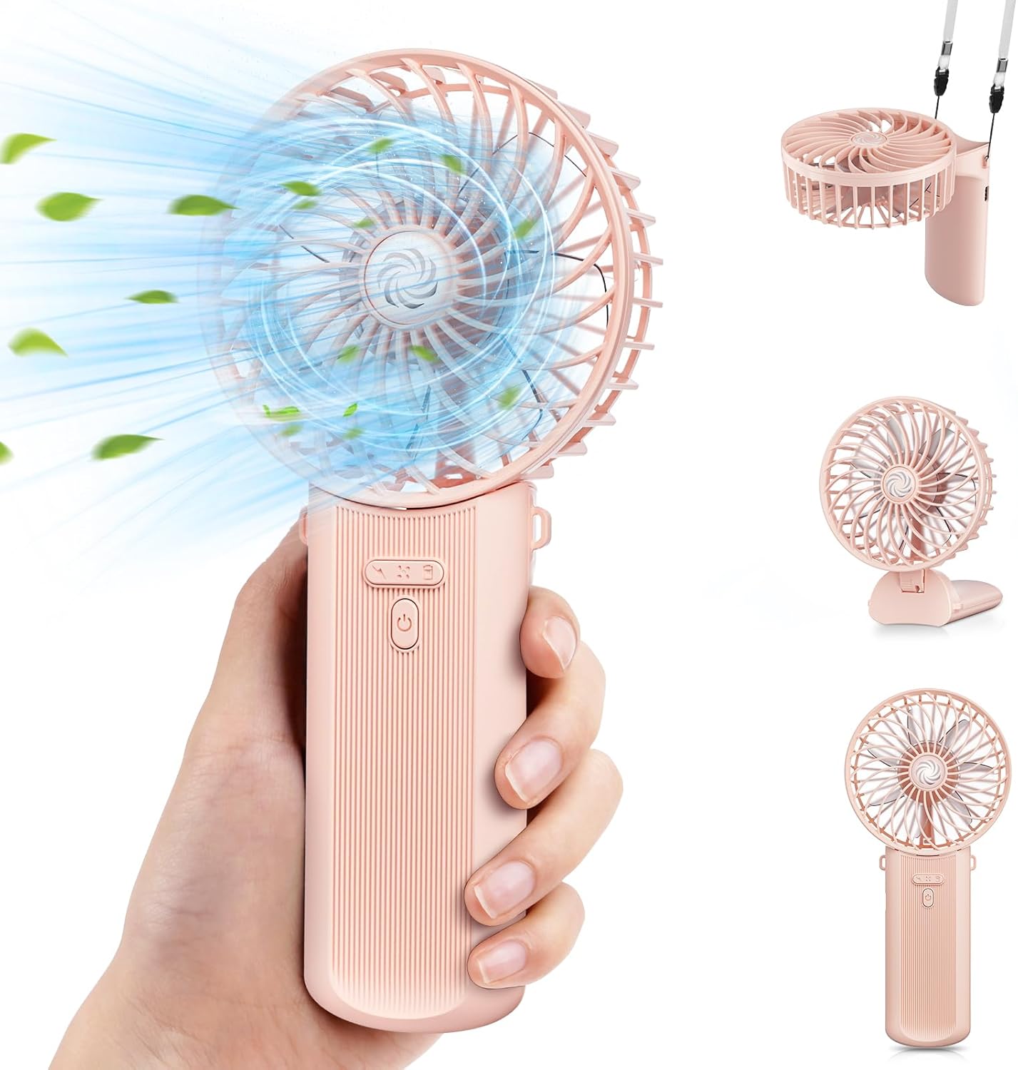 Hand Held Fan, Portable Handheld USB Rechargeable Fans with 4 Speeds ...