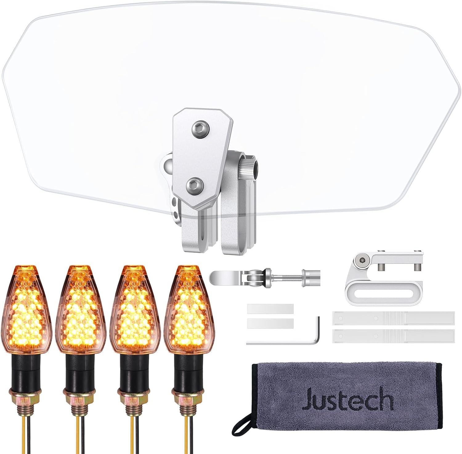 Amazon.com: Justech Motorcycle Windshield Spoiler Adjustable Clip On ...