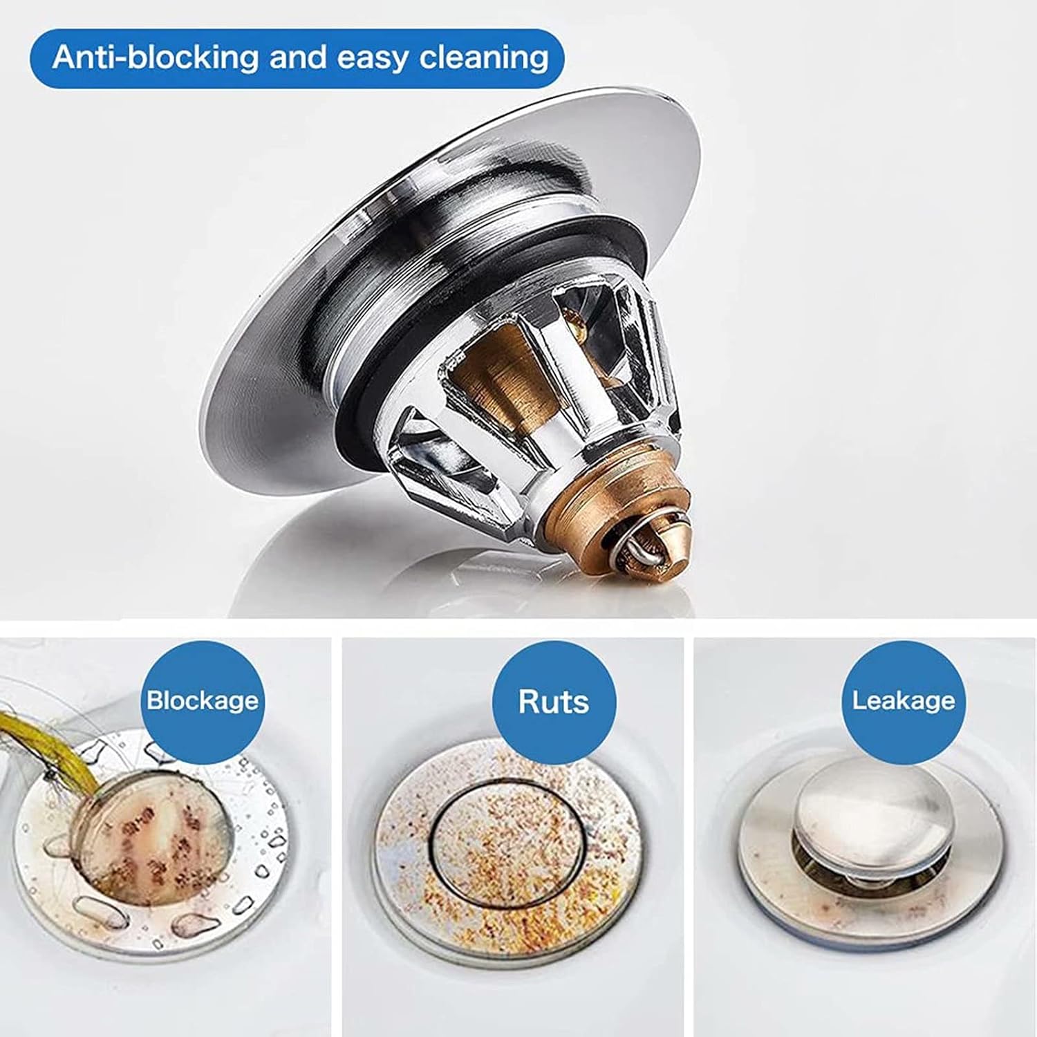 Universal Brass Pop Up Sink Push Plug Replacement Bathroom Bath Basin ...