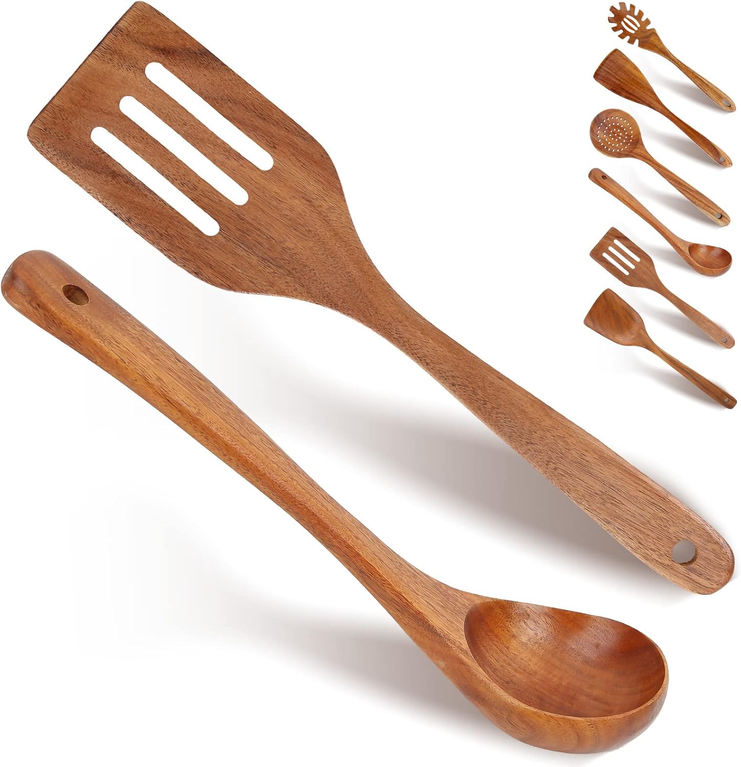 Amazon.com: Wooden Spatula Ladle Tool Set, 2 Pcs Wooden Spoons for ...