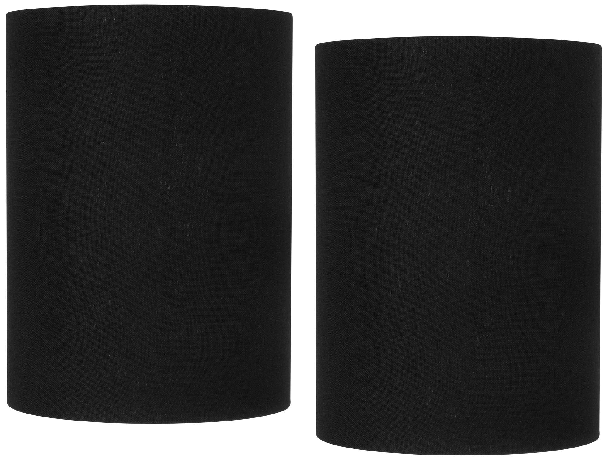 Set of 2 Cylinder Lamp Shades Black Small 8" Top x 8" Bottom x 11" High ...
