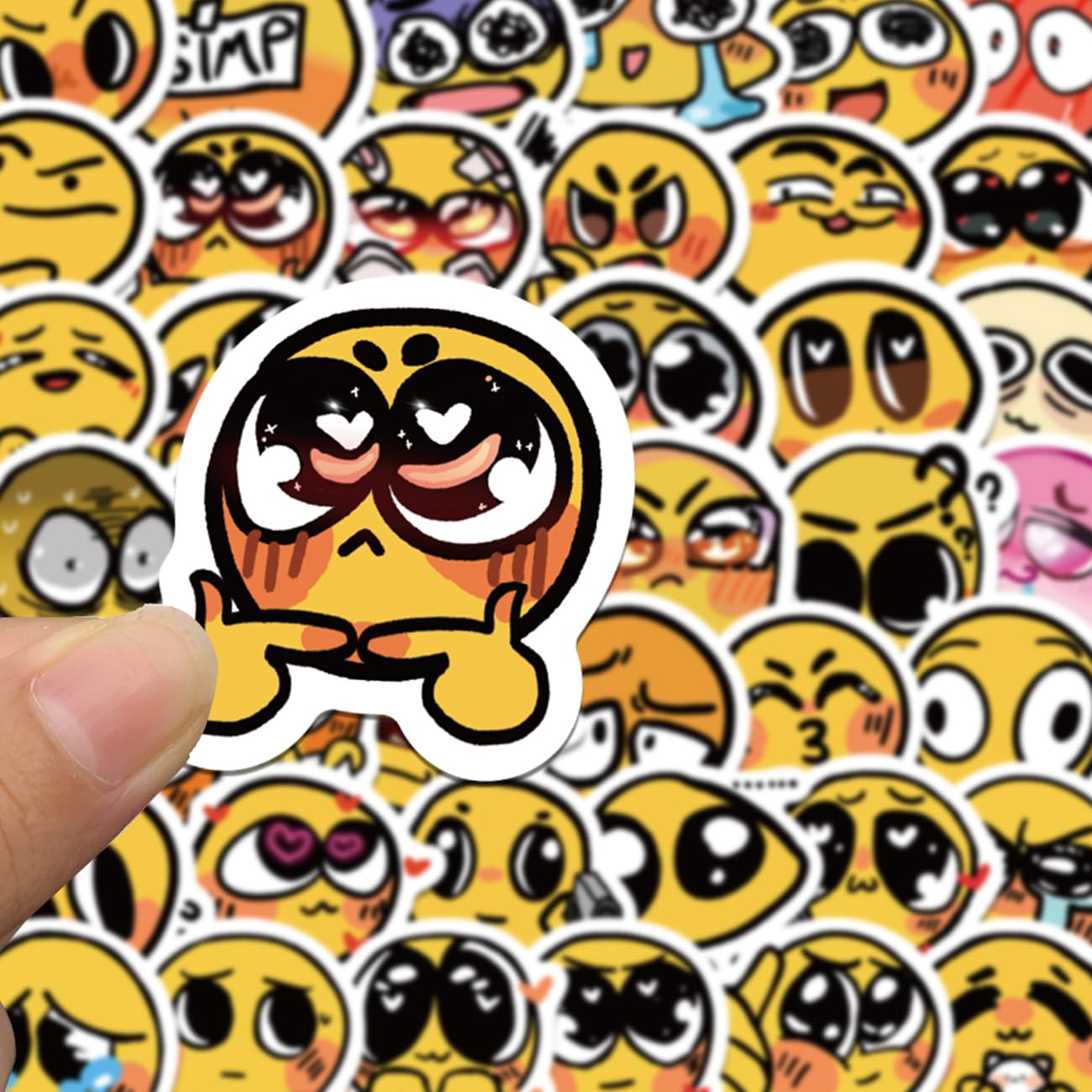 Snapklik.com : 60 Yellow Face Stickers, Waterproof Vinyl Cartoon ...