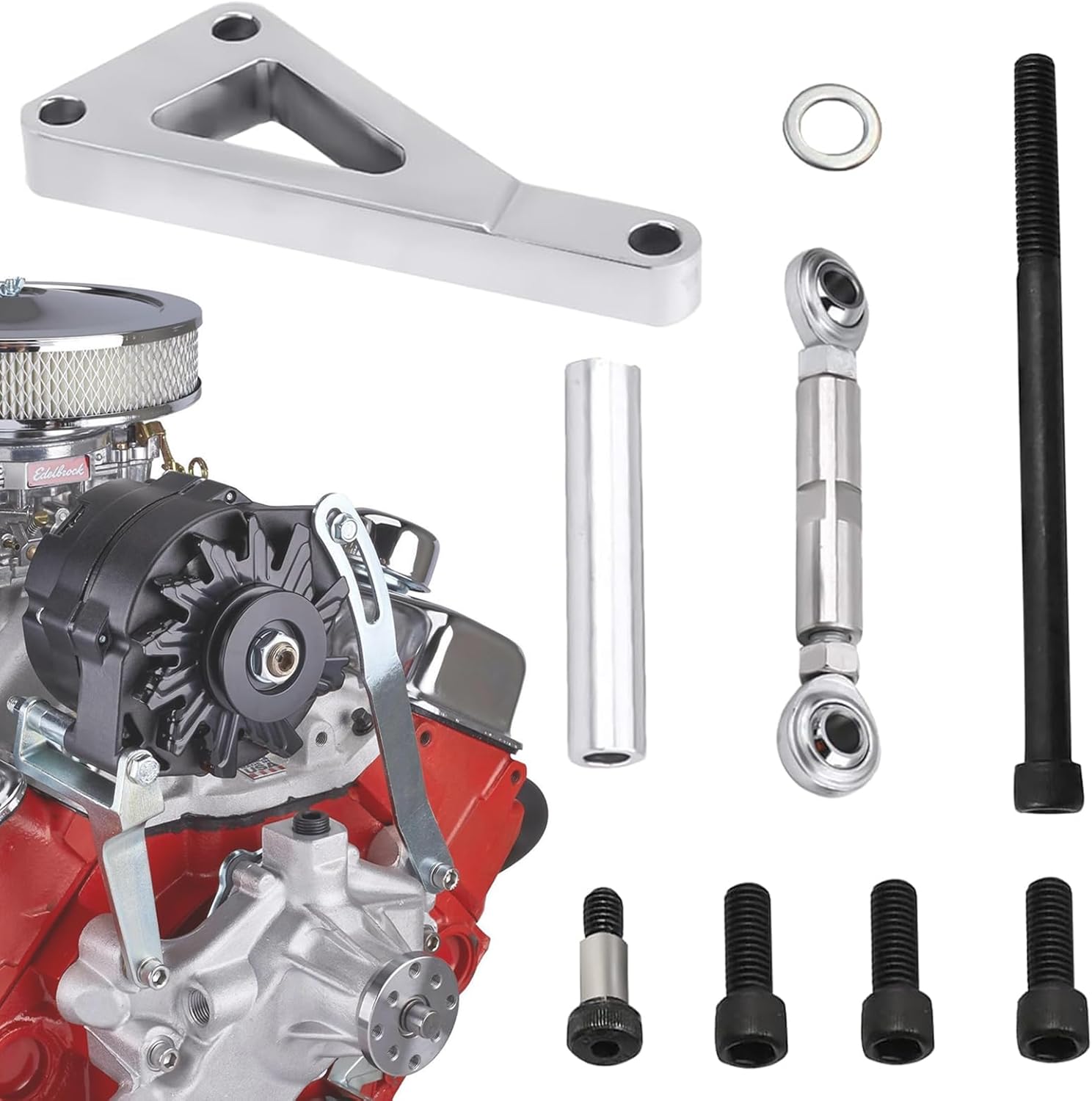 Amazon.com: Piodelo SBC Alternator Bracket Adjustable Kit, Long Water ...