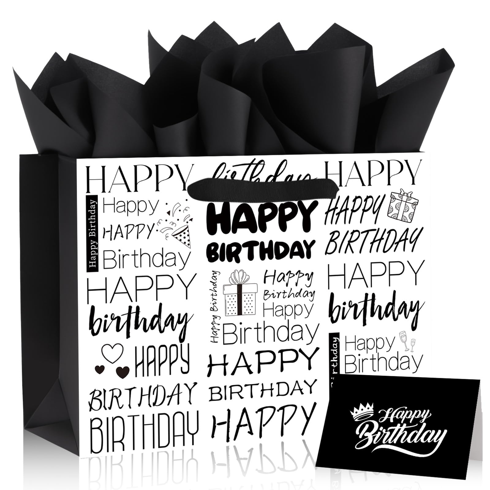 Amazon.com: MOORIIY White and Black Birthday Gift Bag for Men Women ...