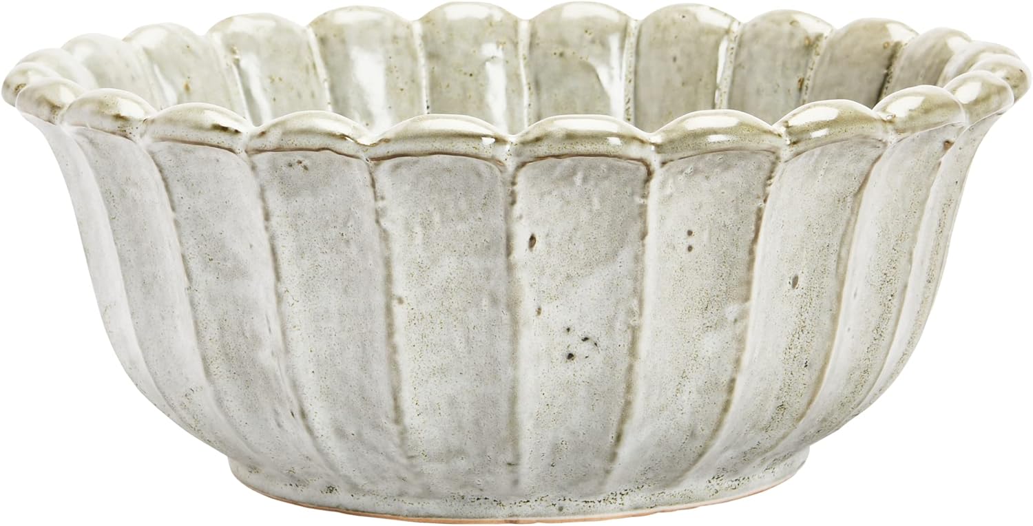 Amazon.com: Creative Co-Op Stoneware Flower Shaped Bowl, Antique White ...