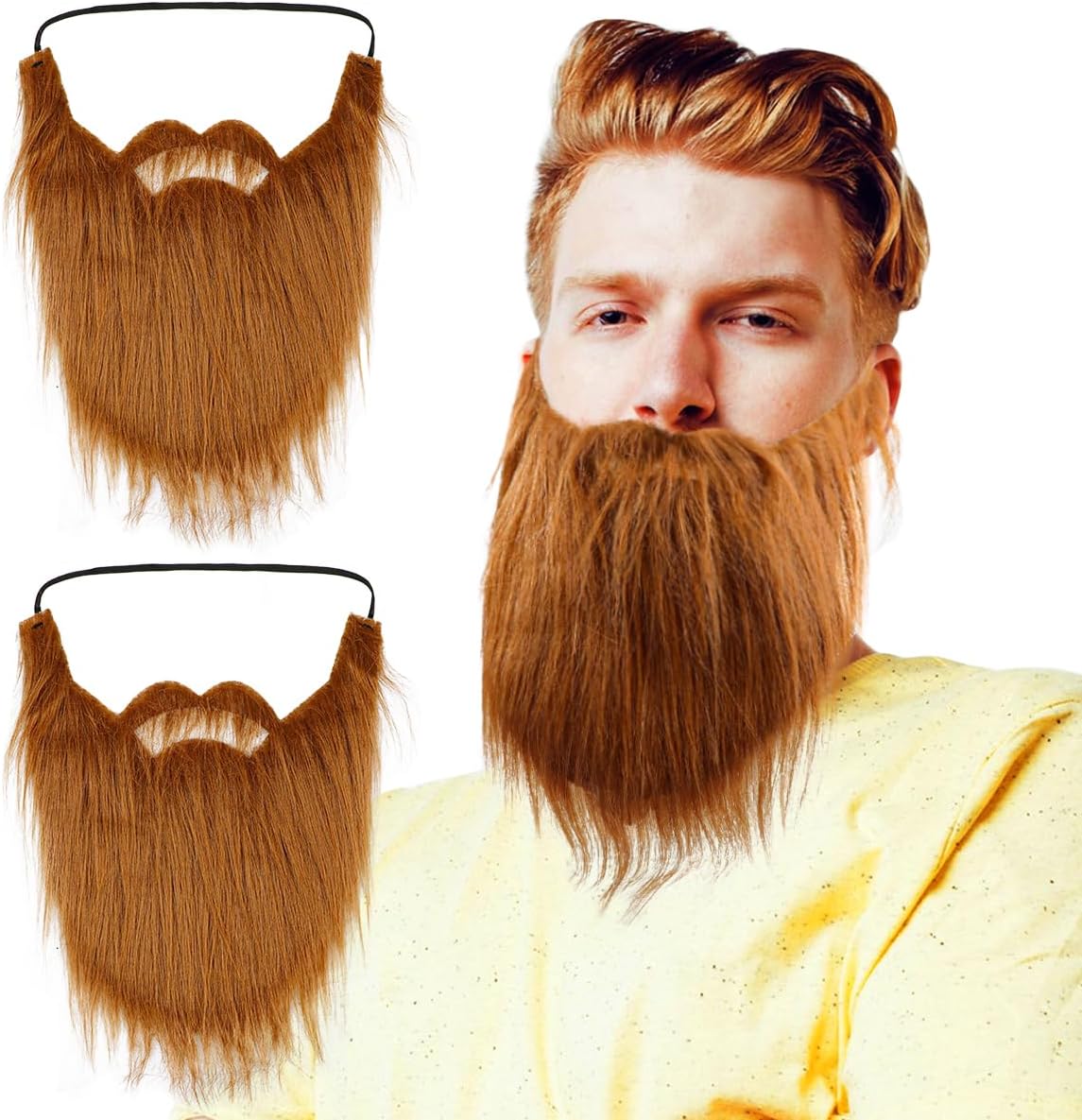 UPIQNG 2Pcs Fake Beard Fake Moustache Christmas Party Cosplay Costume ...