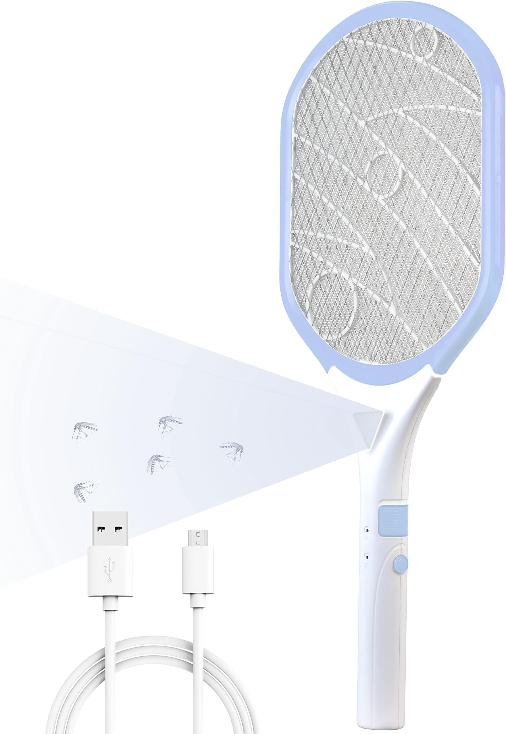 Weird Wolf 2 in 1 UV Light Mosquito Racket Bat with Base Stand, Lithium ...