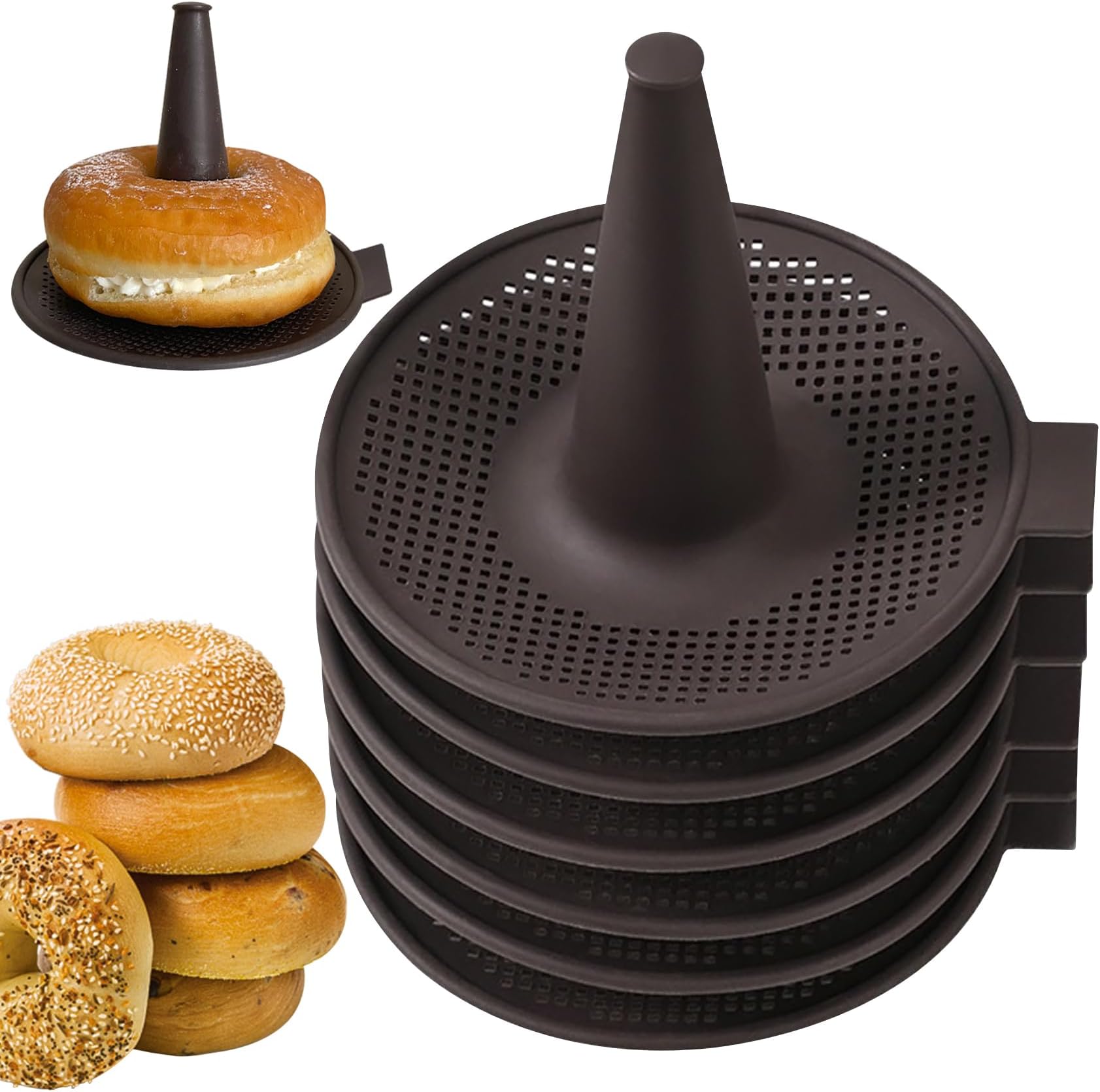Amazon.com: Lekue Bagel Maker with 6 Individual Bagel Molds, Brown ...