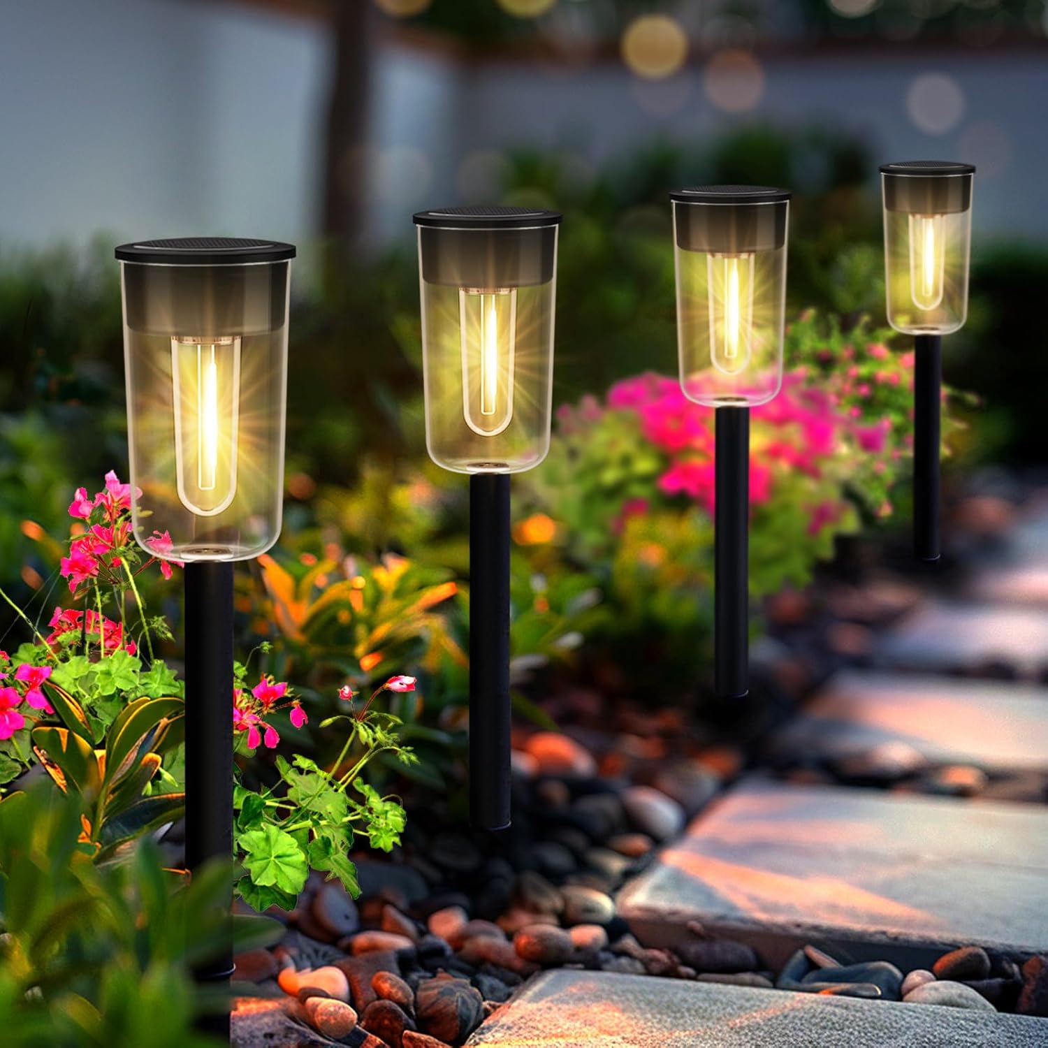 Solar Pathway Lights Outdoo 8 Pack, Bright Solar Path Lights Outdoor ...