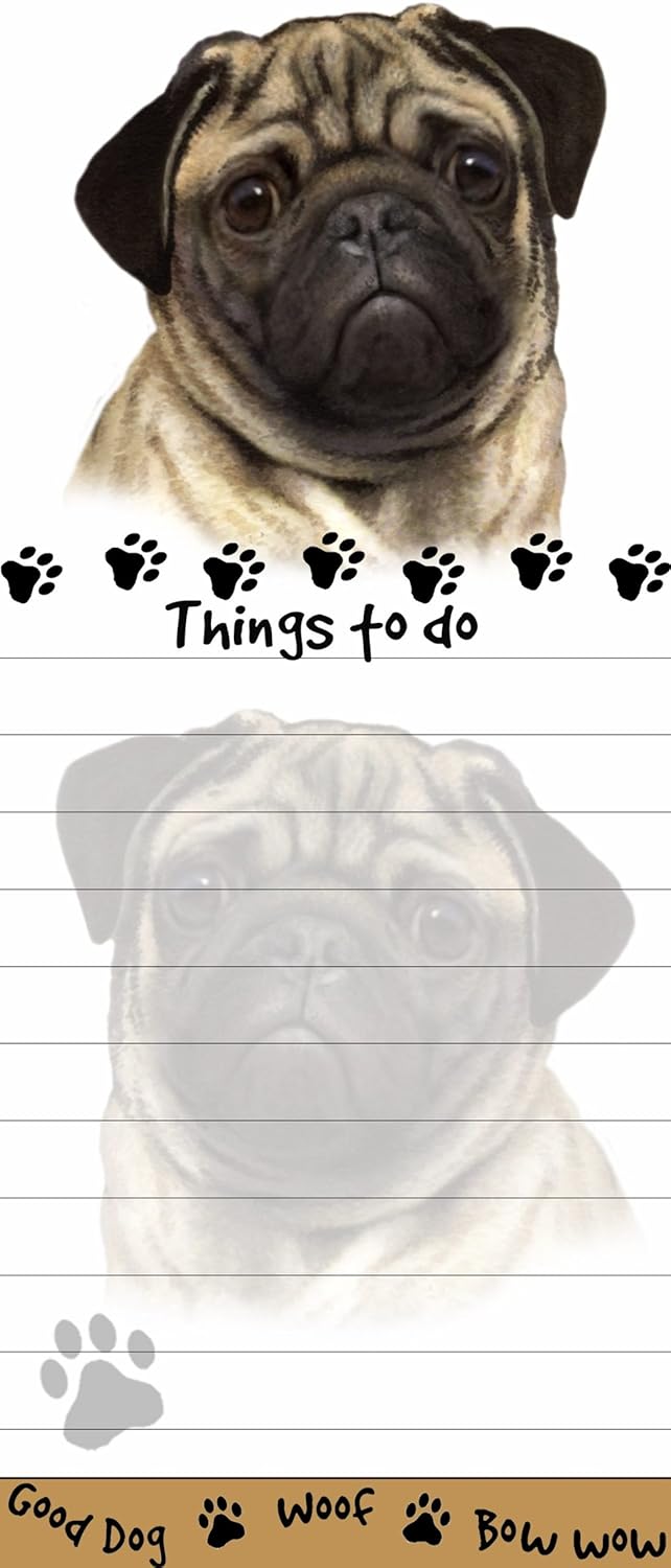 Amazon.com: "Pug Magnetic List Pads" Uniquely Shaped Sticky Notepad ...