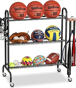 Amazon.com: EXTCCT Basketball Racks for Balls, 3-Layer Small Ball Rack ...