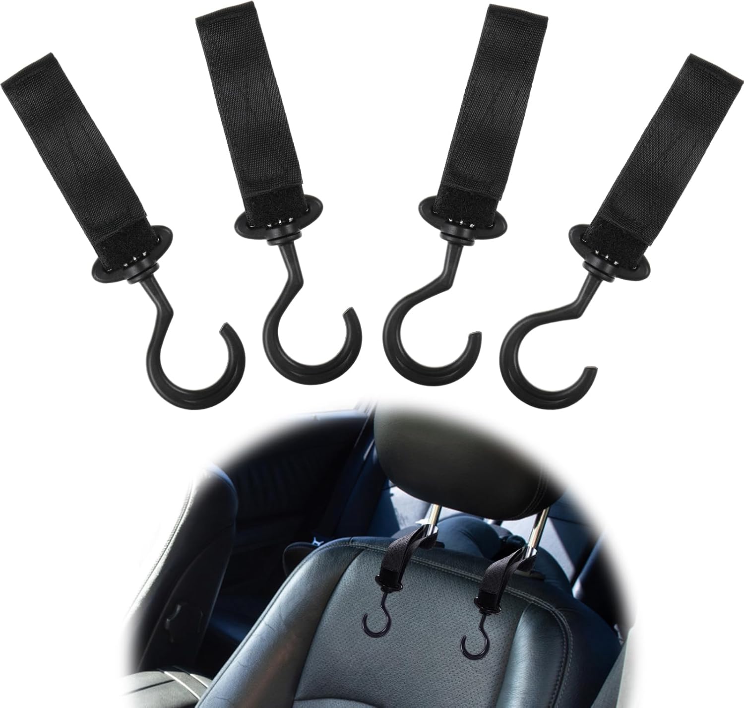 Auto Hooks Pack of 4 Car Seat Hooks,Car Storage Organizer Bag Hooks ...