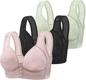 Women's Front Snap Closure Bras Full Coverage No Underwire Comfort Bras ...