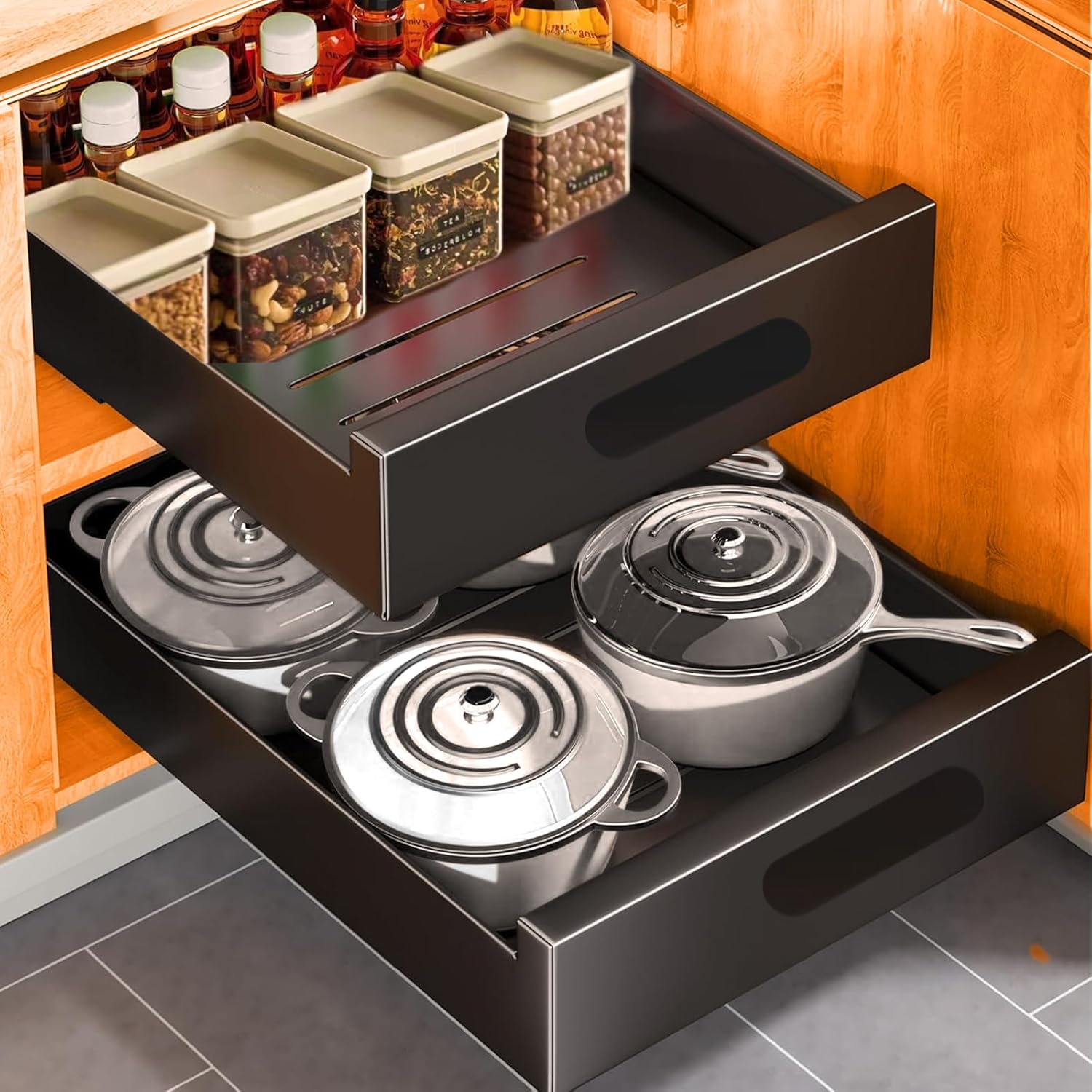 Amazon.com: Gcdzfyg Pull Out Kitchen Cabinets Organizer Drawer, Slide ...
