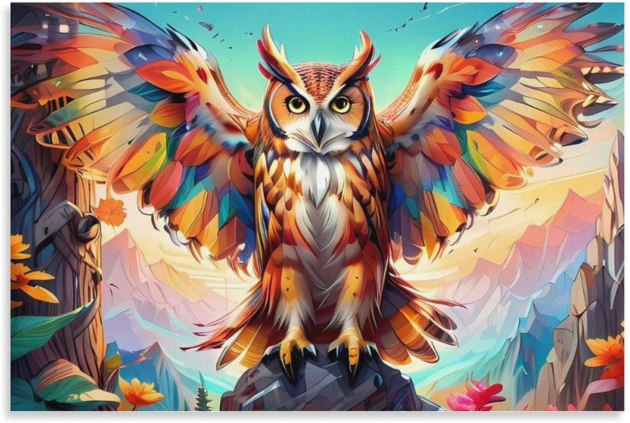 Amazon.de: sinyumoney Owl Poster, Picture, Metal Print, Paint by ...