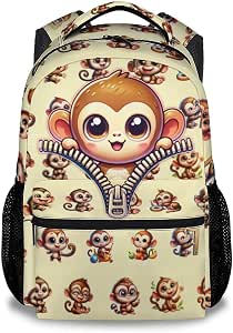 Amazon.com: NICEFORNICE Girls Monkey Backpack, 17 Inch Kids Backpacks ...