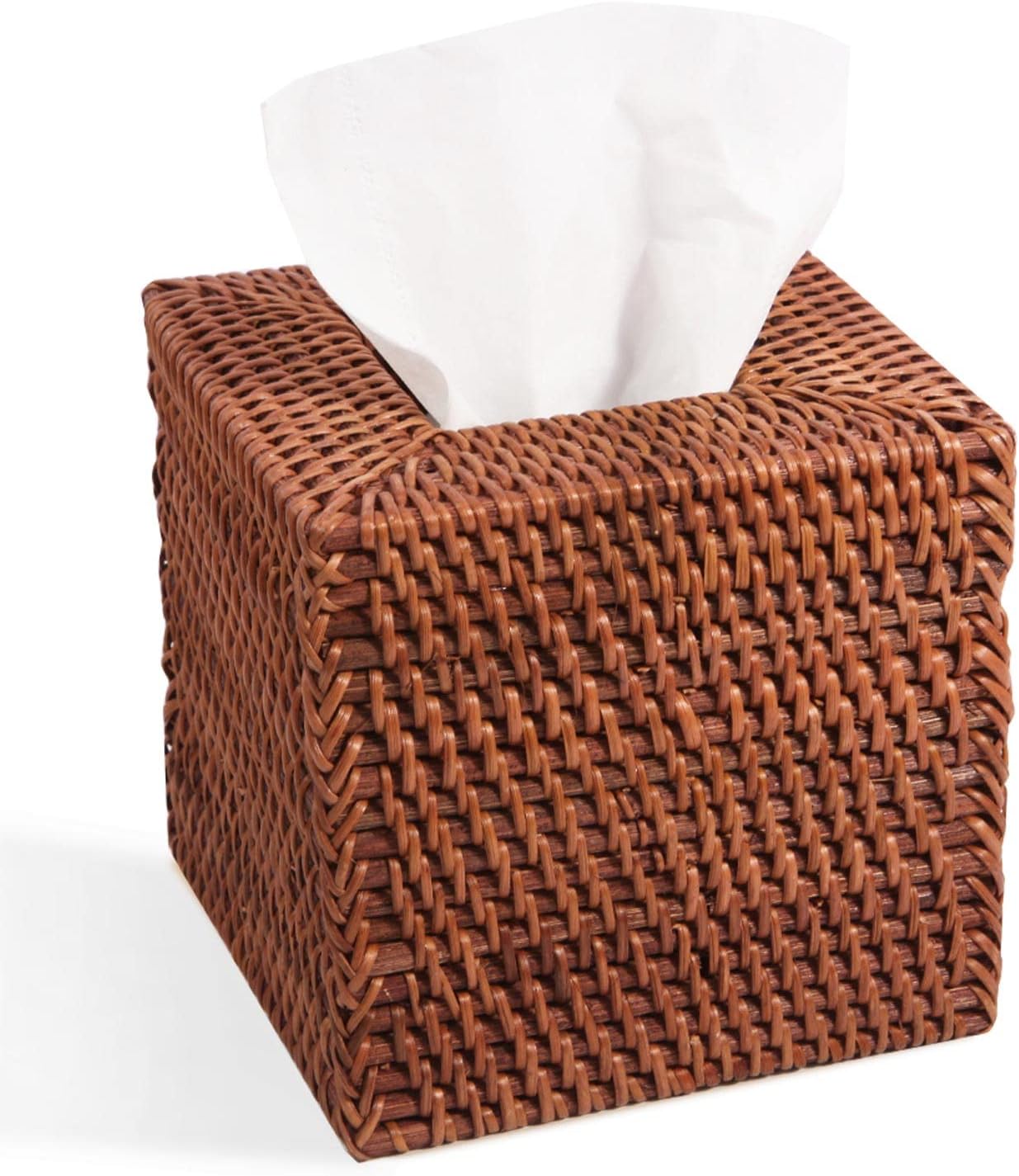 Amazon.com: Livelab Natural Rattan Tissue Box Cover, Square Hand Woven ...